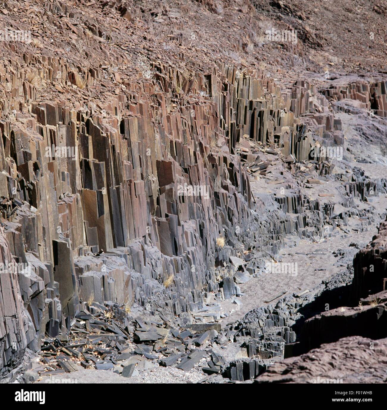 Organ Pipes, formed by volcanic intrusion, Burnt Mountain, Namibia ...