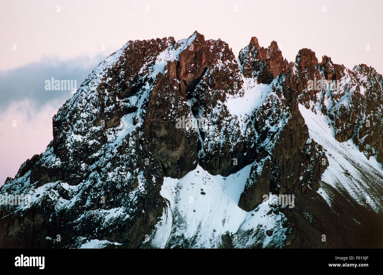 Mount Mawenzi (5149 metres), volcanic cone of Mount Kilimanjaro ...