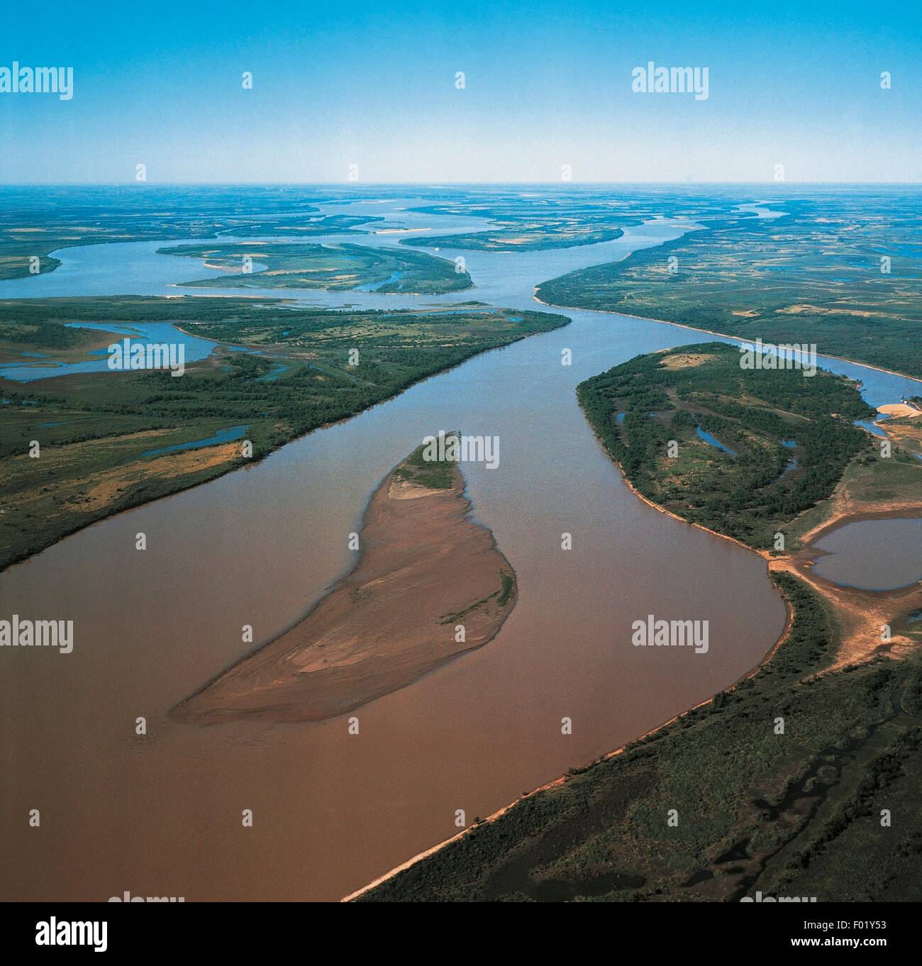 The Uruguay River meandering near the mouth, Uruguay Stock Photo - Alamy