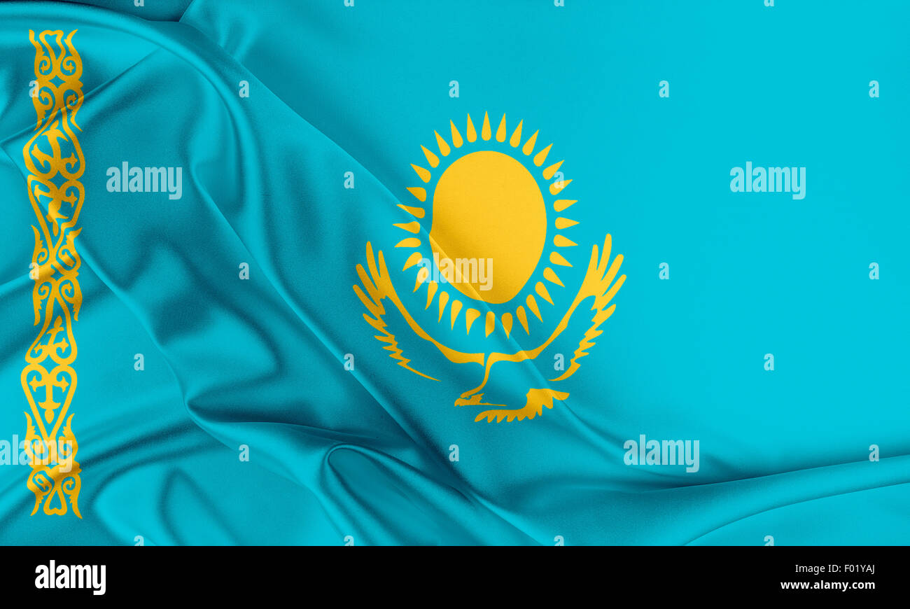 Flag of kazakhstan waving hi-res stock photography and images - Alamy