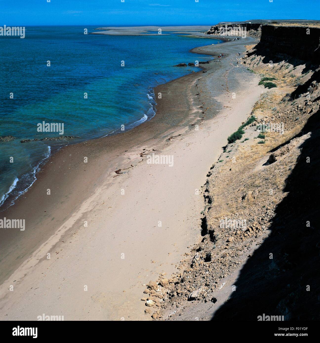 Caleta Valdes, lagoon which is connected to the surrounding ocean by ...