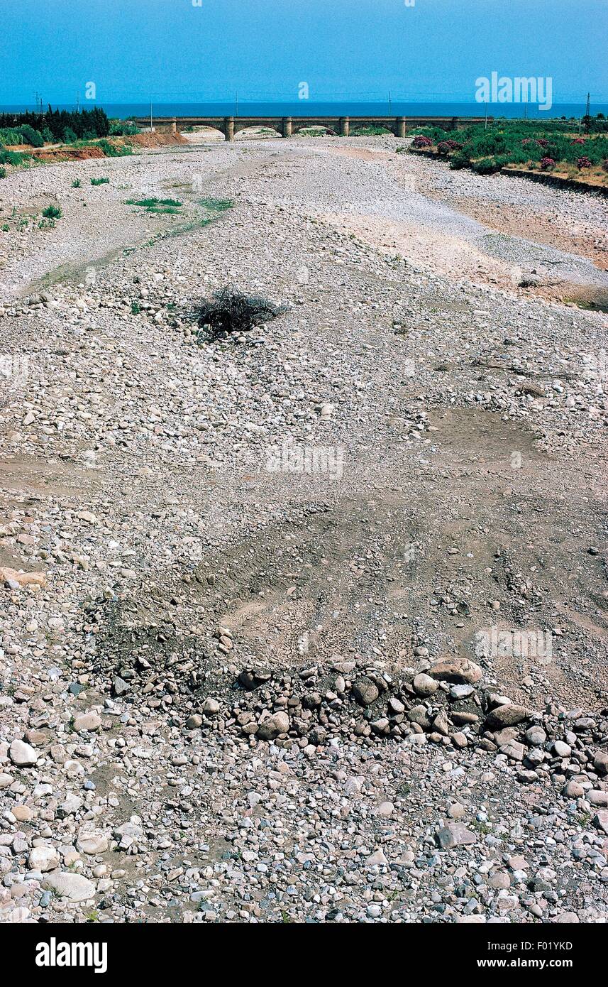 Bed of dry River Pollina, Sicily region, Italy Stock Photo - Alamy