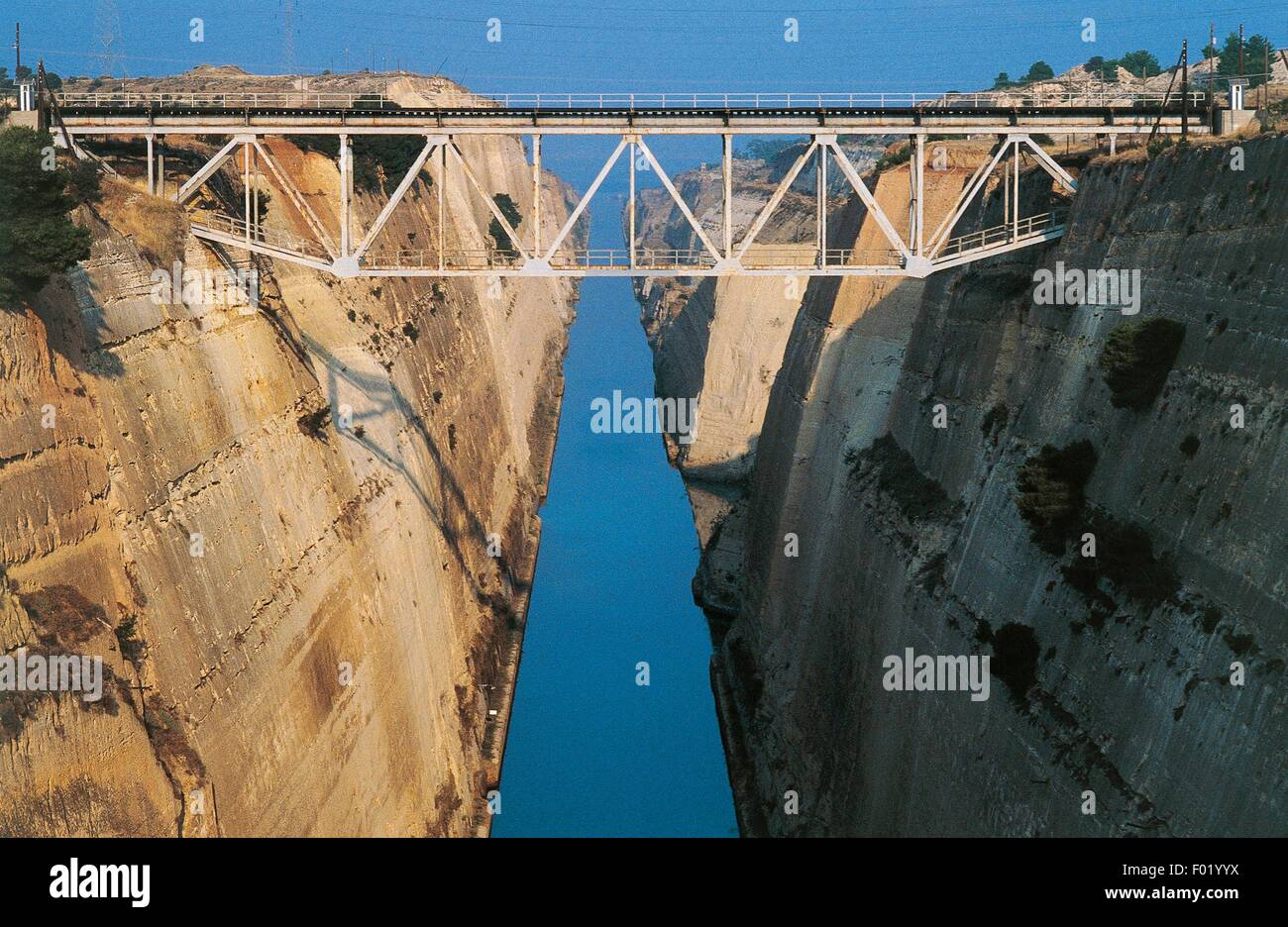 Bridge over the Corinth canal, dug between 1881 and 1893, which ...