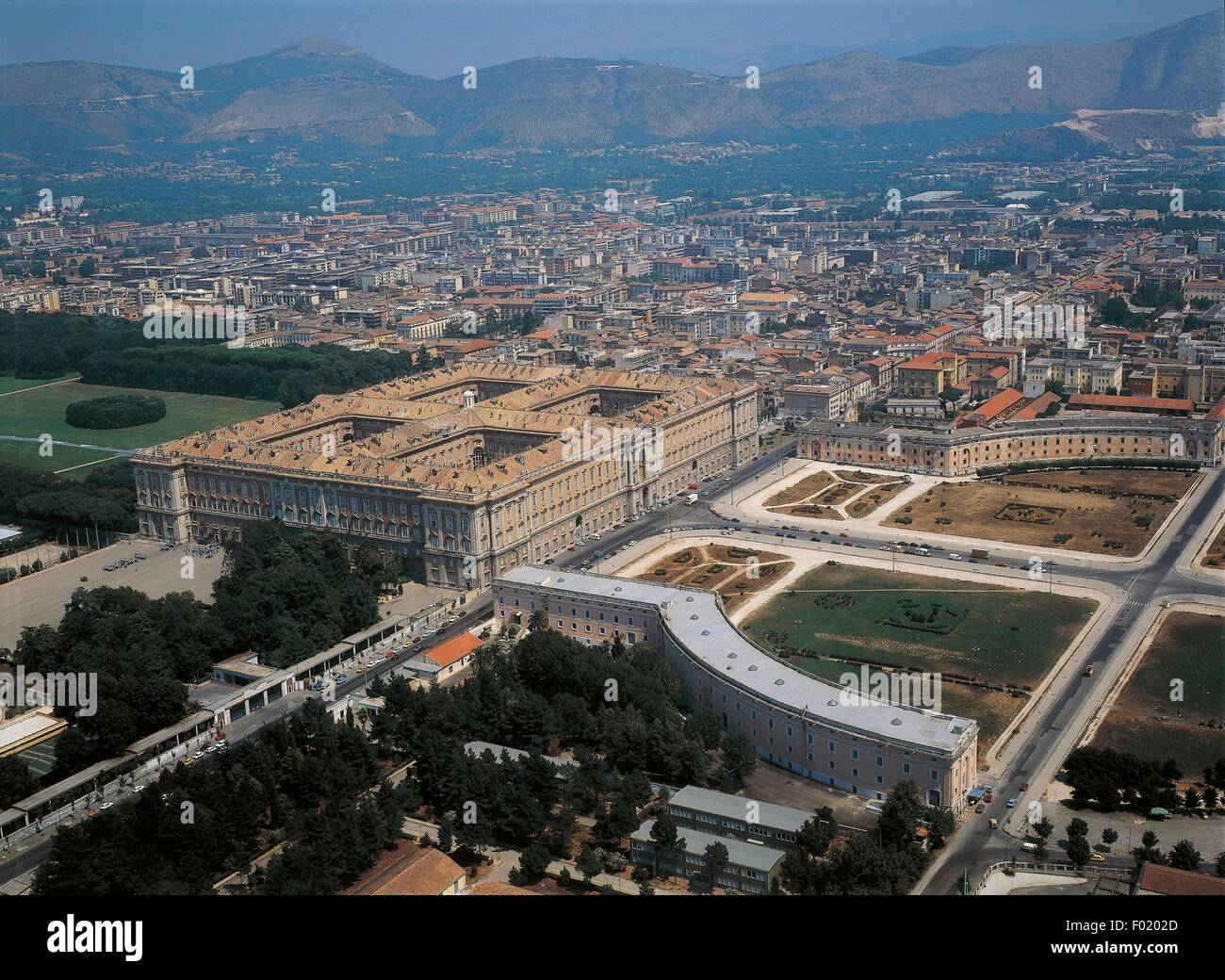 Aerial view of the Royal Palace of Caserta (UNESCO World Heritage List ...