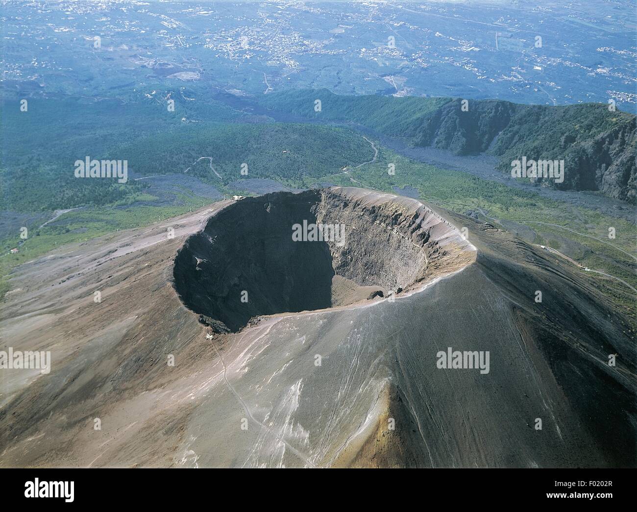 Italy - Campania Region - Vesuvius - Crater - Aerial View Stock Photo ...