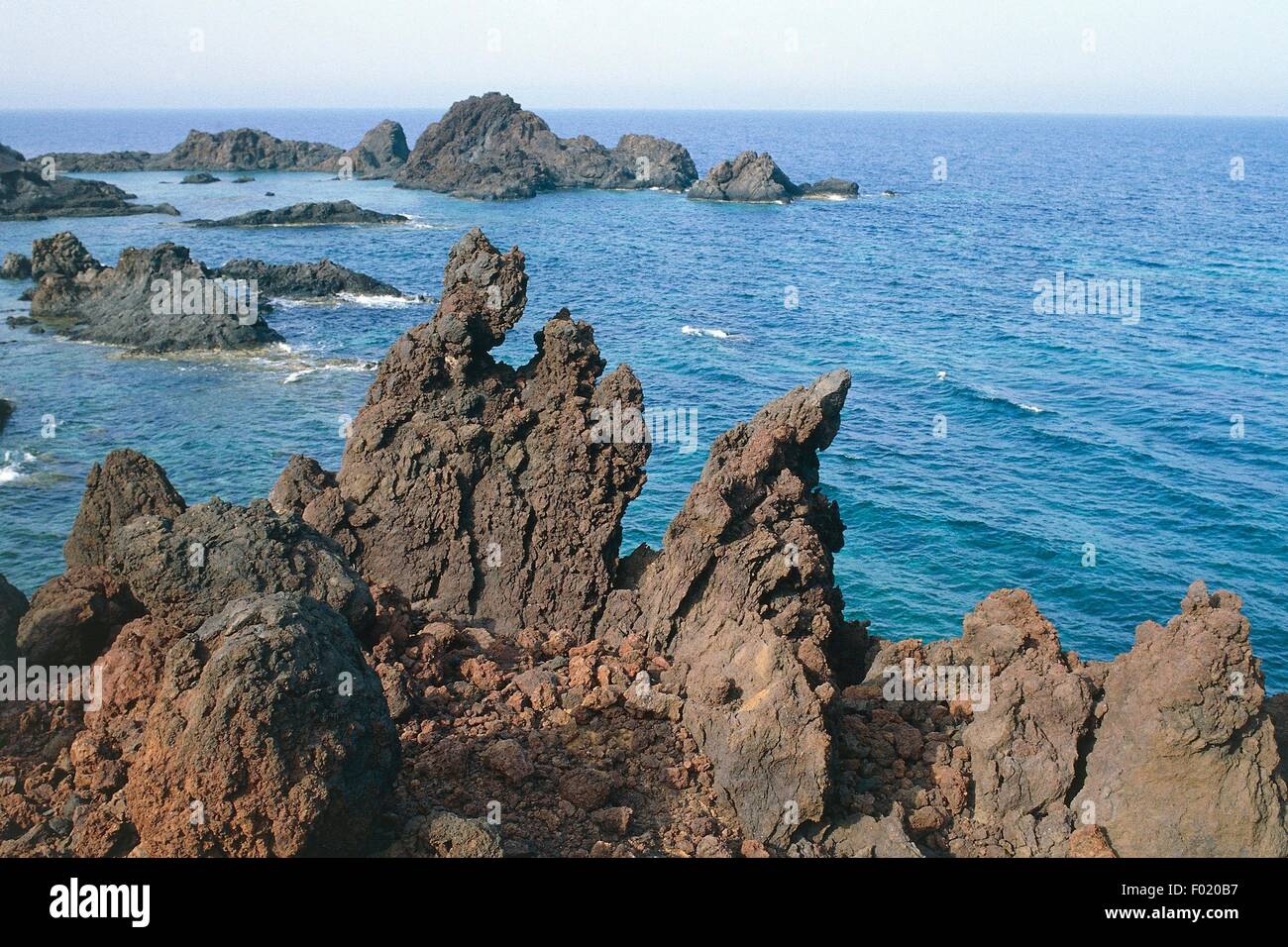 The coast of the island of Linosa, Pelagie Islands, Sicily, Italy Stock ...