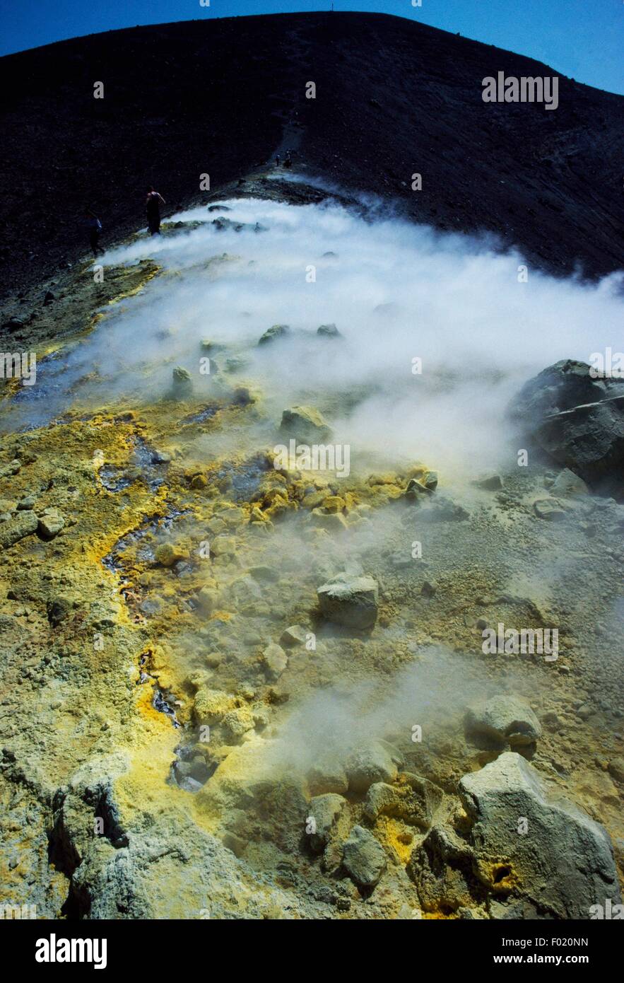 Fumarolic vents on the island of Vulcano, Aeolian Islands or Lipari ...