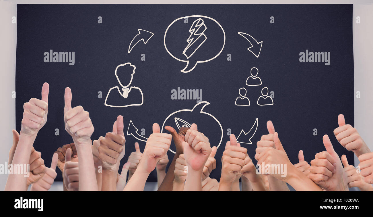 Composite image of hands giving thumbs up Stock Photo - Alamy
