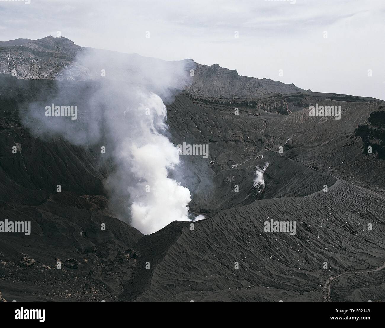 Japan - Kyushu Island - Kumamoto. Aso-Kujo National Park. Aso crater ...