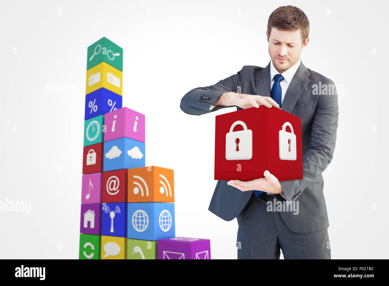 Composite image of businessman showing something with his hands Stock ...