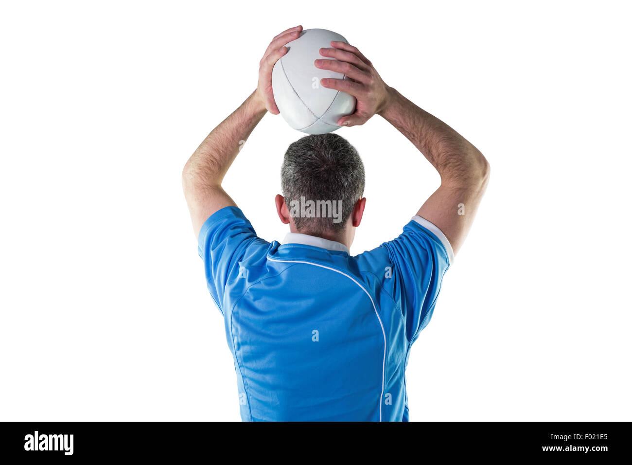 Rugby player about to throw a rugby ball Stock Photo - Alamy