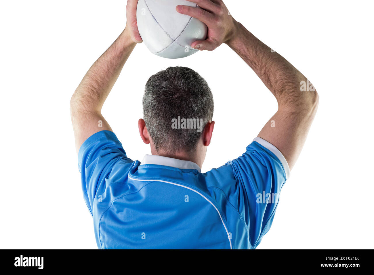 Rugby player about to throw a rugby ball Stock Photo - Alamy
