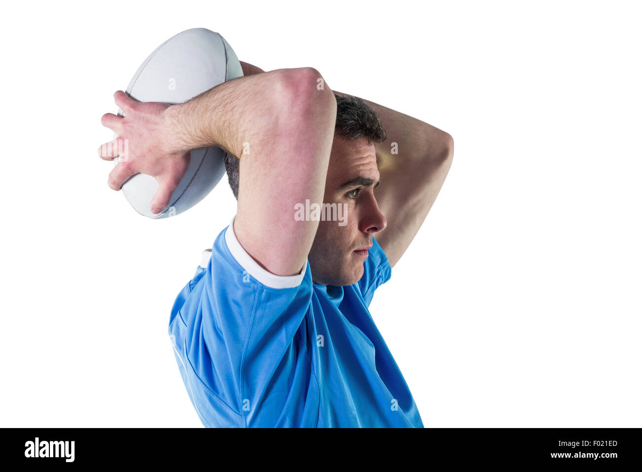 Rugby player about to throw a rugby ball Stock Photo - Alamy