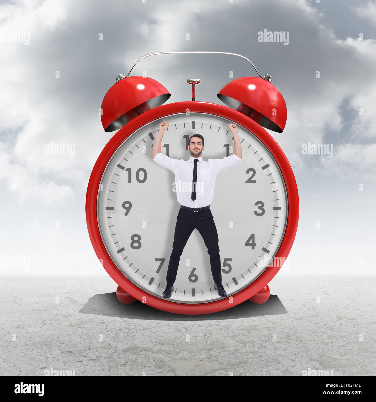 Composite image of smiling businessman lifting up something heavy Stock ...