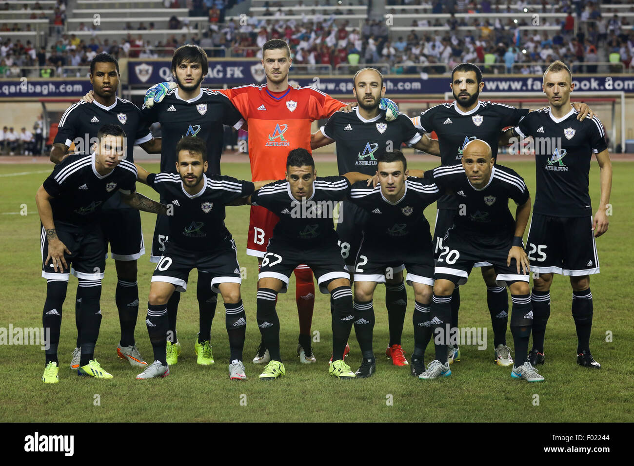 Baku, Azerbaijan. 05th Aug, 2015. Qarabag FK team start the game during ...