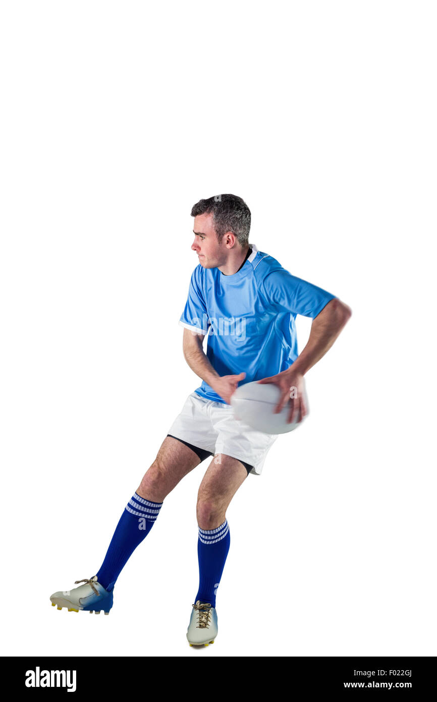 Rugby player doing a side pass Stock Photo - Alamy