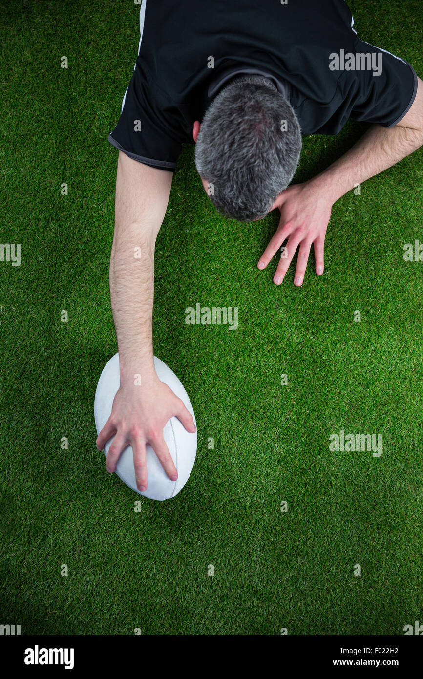 A rugby player scoring a try Stock Photo - Alamy