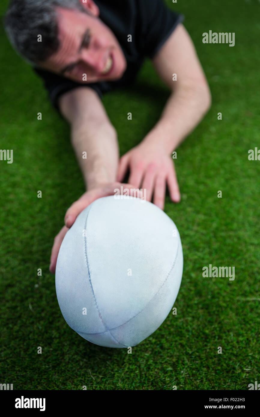 A rugby player scoring a try Stock Photo - Alamy