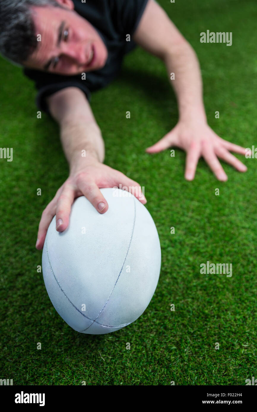 A rugby player scoring a try Stock Photo - Alamy