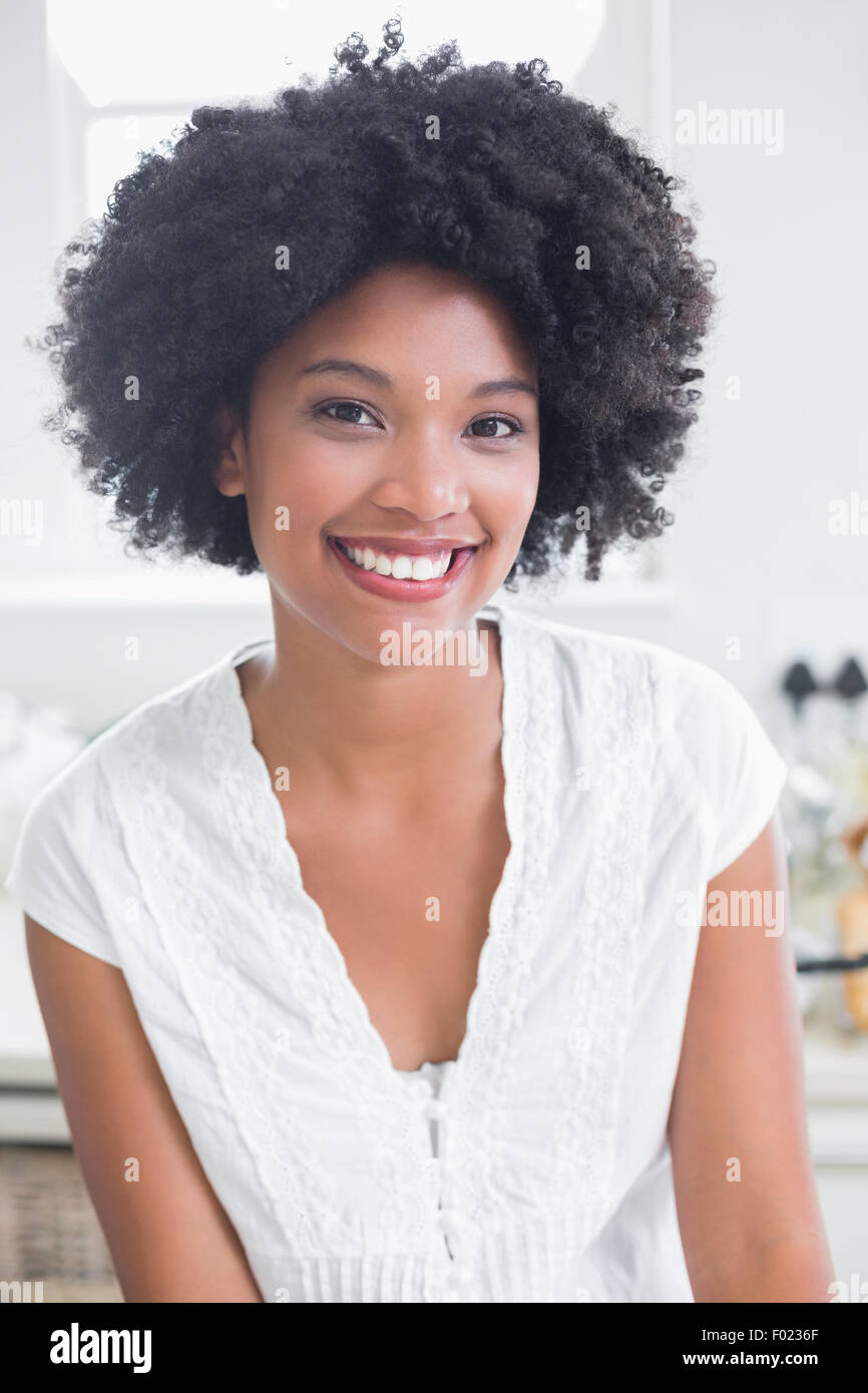 Happy black woman smiling camera hi-res stock photography and images ...