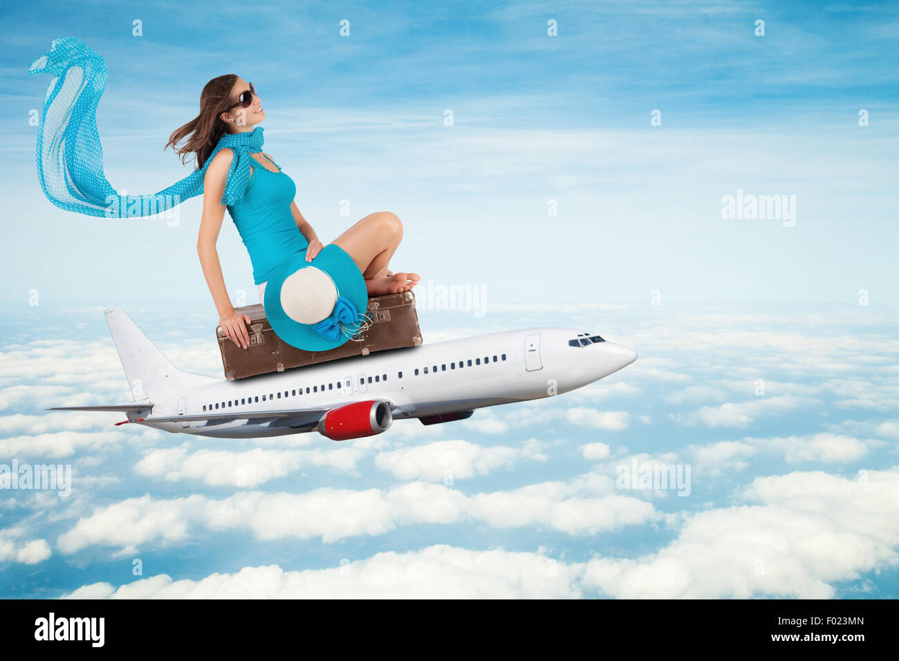 Woman fly sky hi-res stock photography and images - Alamy