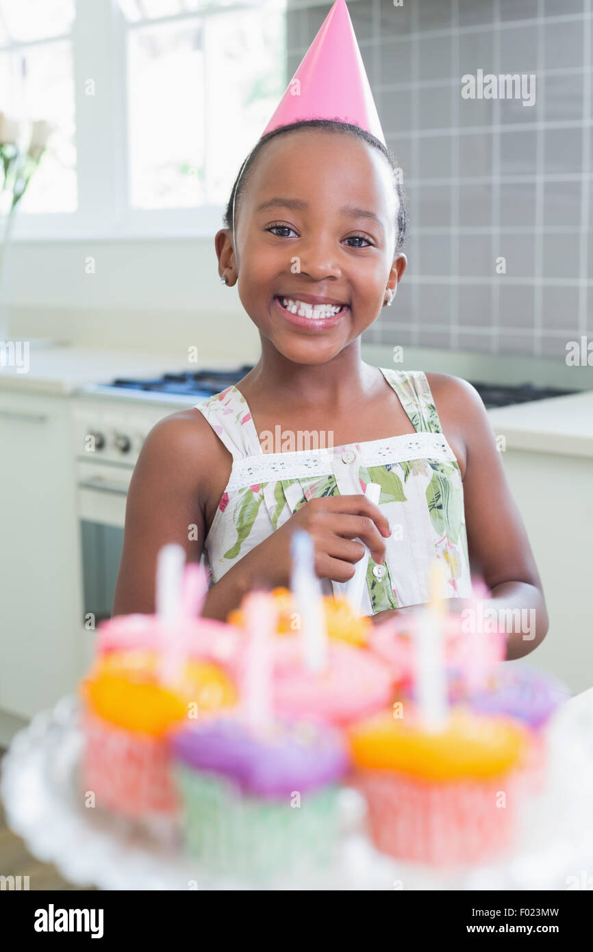Happy girl celebrating a birthday Stock Photo - Alamy
