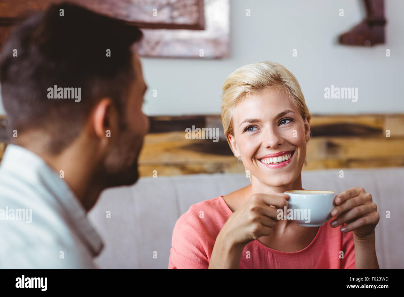 Beautiful couple drinking cup coffee hi-res stock photography and images - Alamy