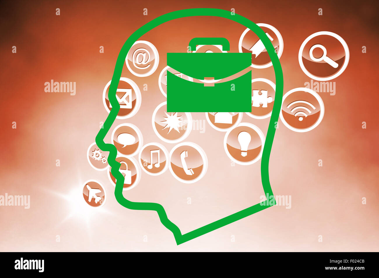 Composite image of briefcase in head Stock Photo - Alamy