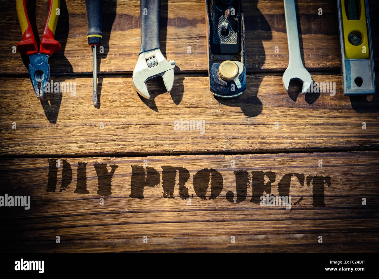 Diy project against desk with tools Stock Photo - Alamy