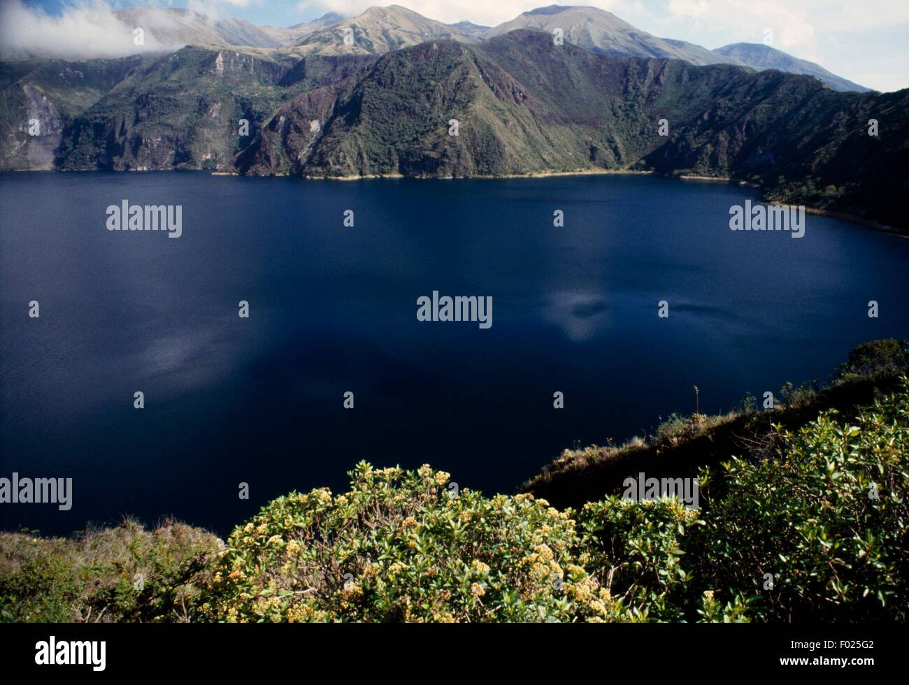 Lake Cuicocha, wide caldera and crater lake at the foot of Cotacachi ...