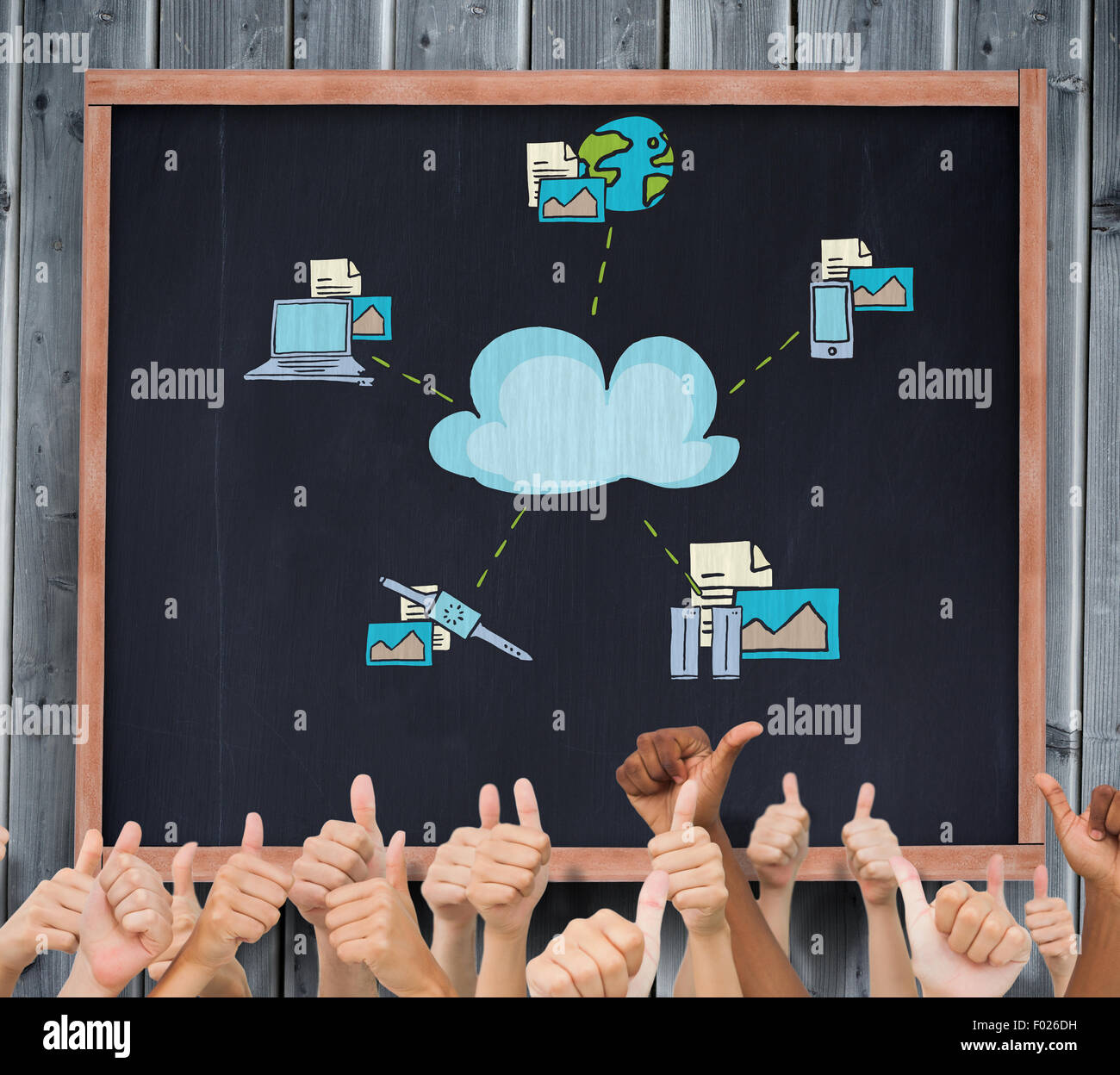Composite image of hands giving thumbs up Stock Photo - Alamy
