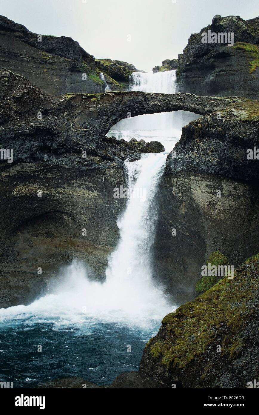 Ofaerufoss waterfall, Fjallabaksl National Park, Iceland Stock Photo ...