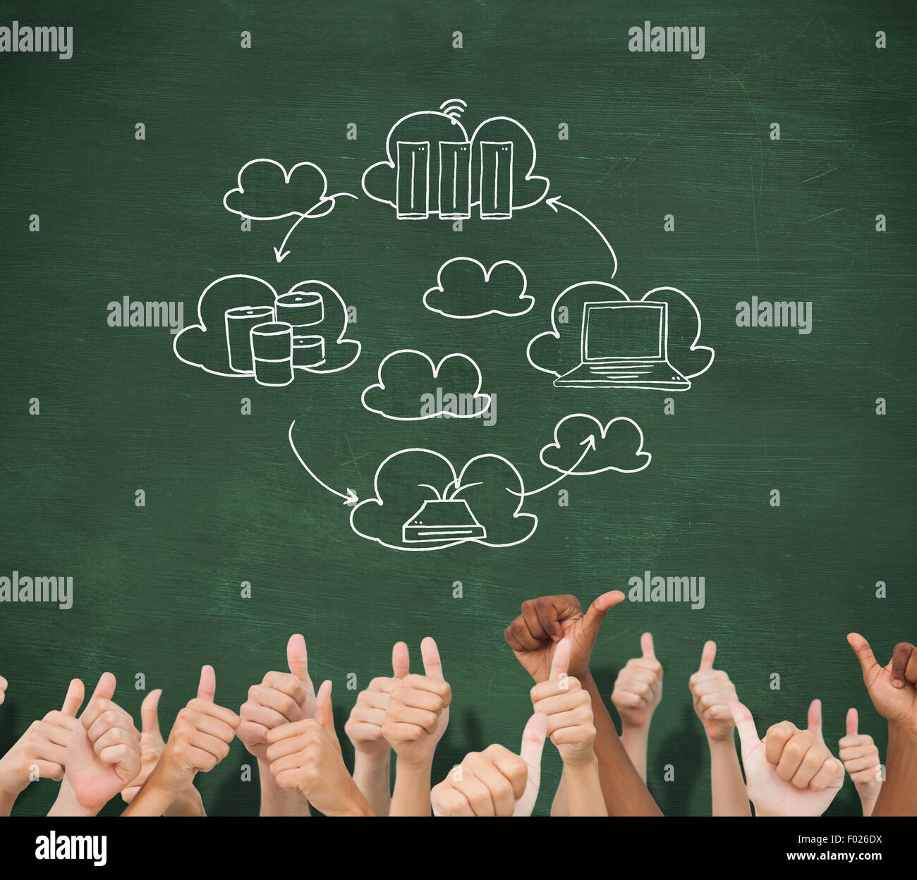 Composite image of hands giving thumbs up Stock Photo - Alamy