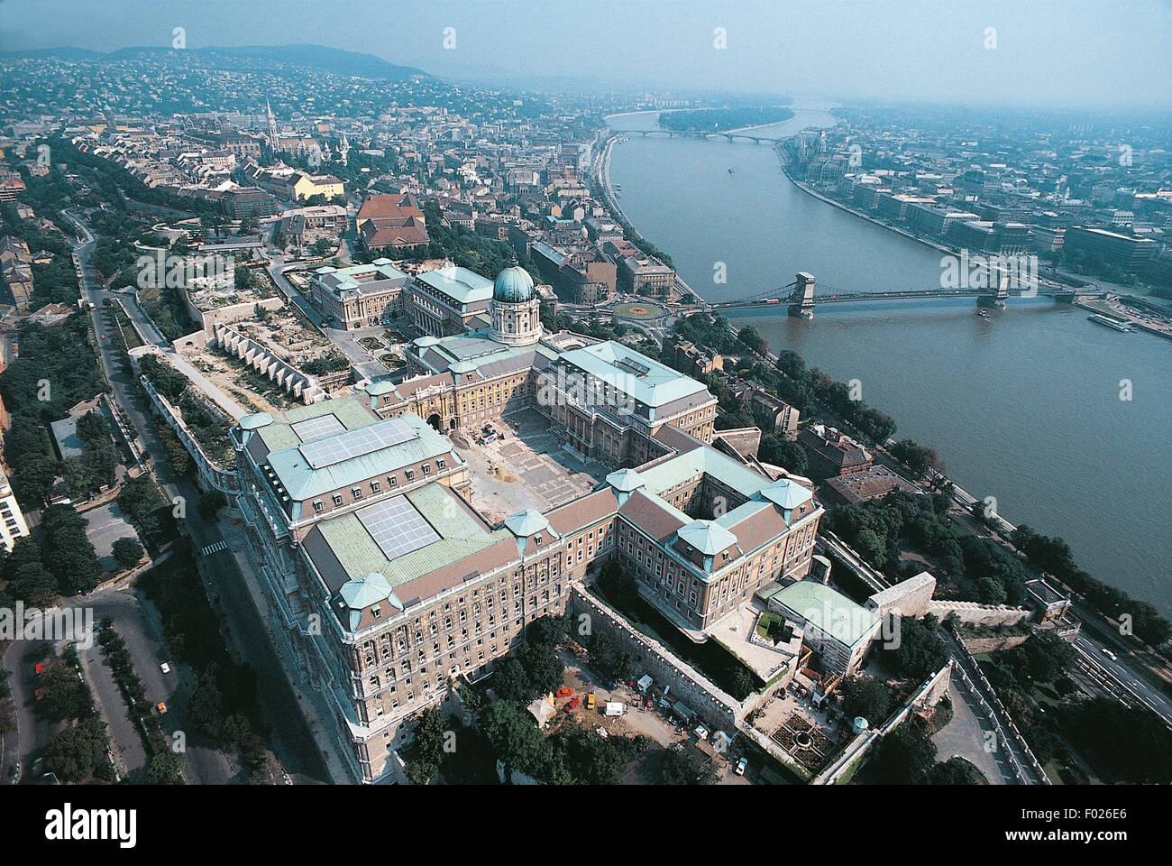 Aerial view of Buda Castle at Budapest (UNESCO World Heritage List ...