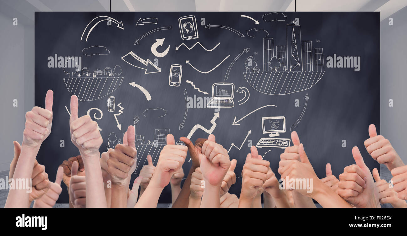 Composite image of hands giving thumbs up Stock Photo - Alamy