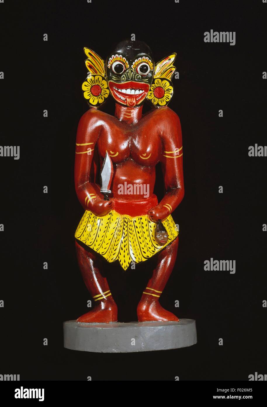 Statuette of Kola Sanniya, chief of the Sanni demons, Sri Lanka Stock ...