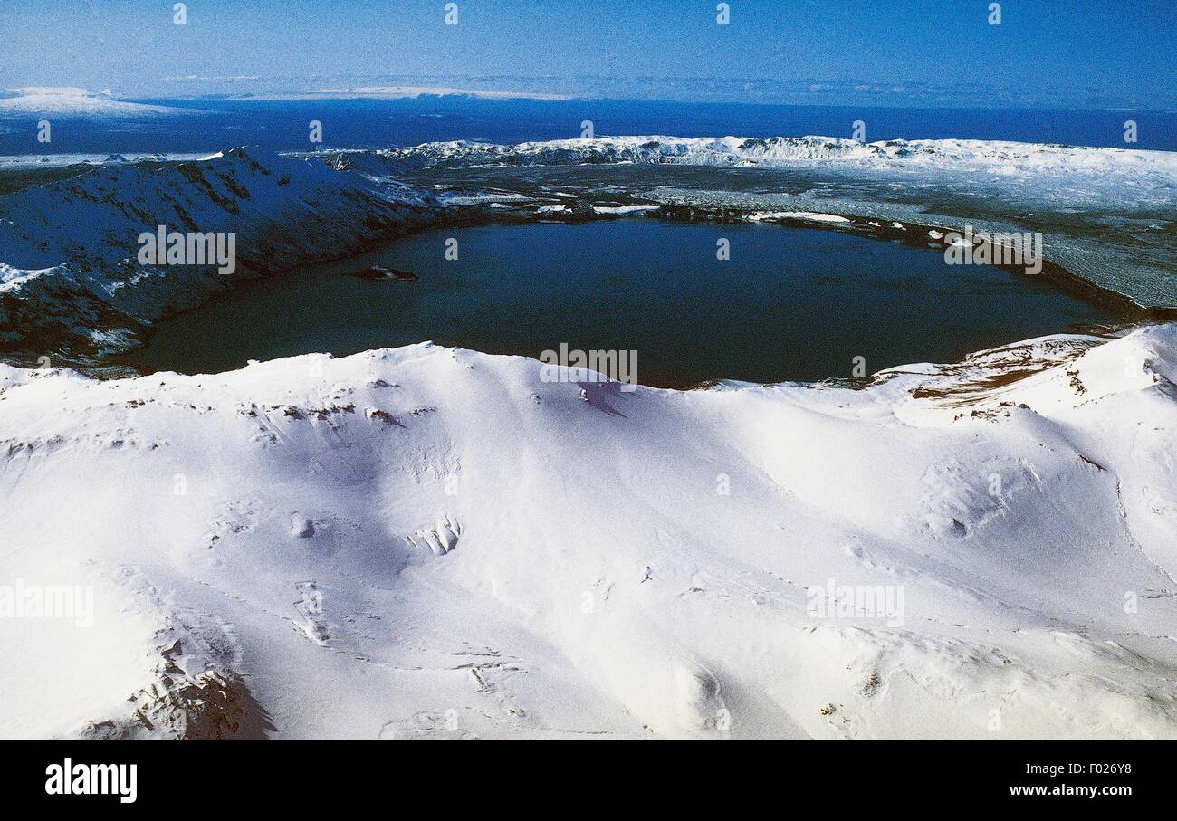 The main caldera of the Askja Oskjuvatn volcano containing a crater ...