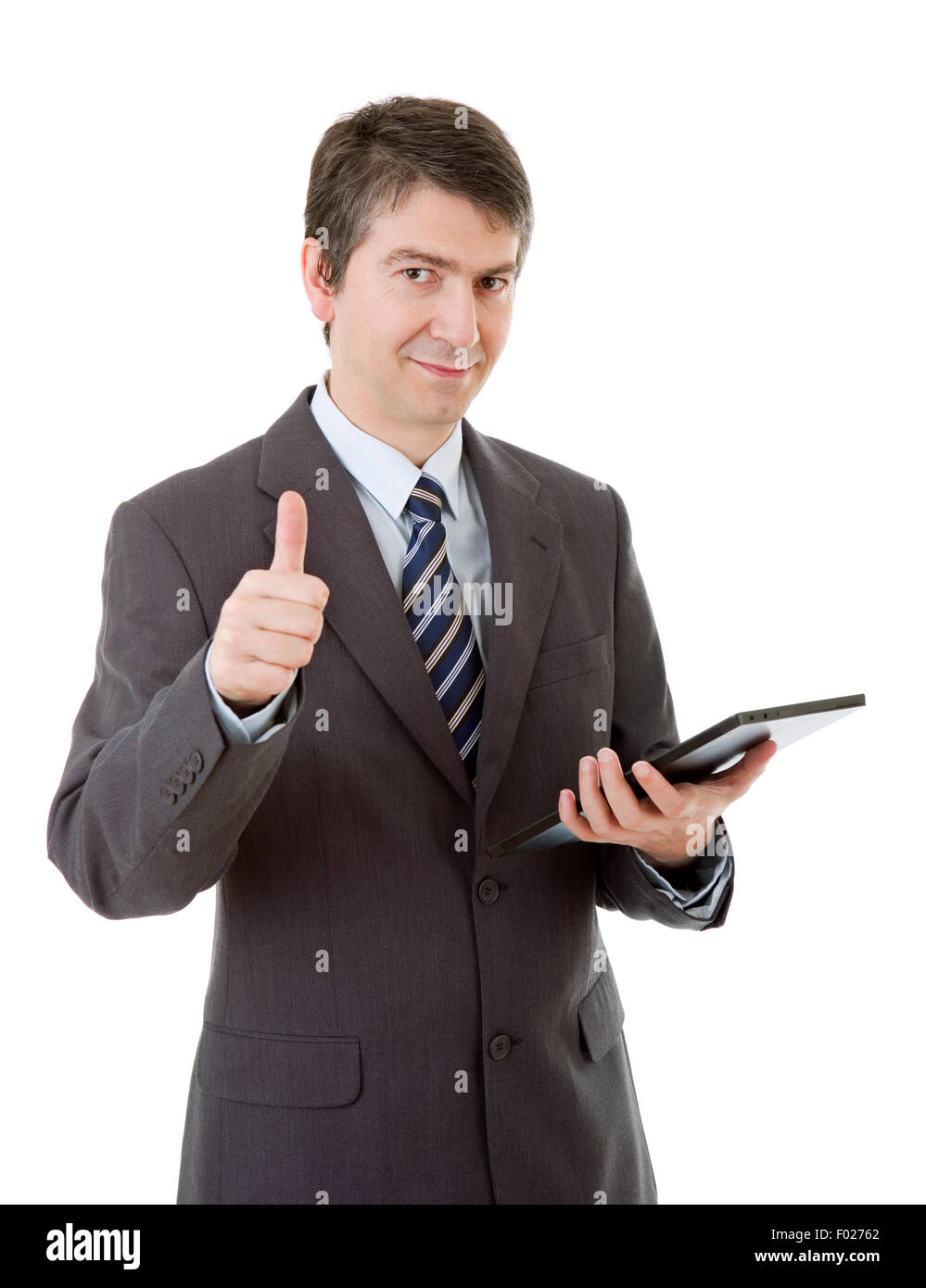 Businessman working computer thumbs up hi-res stock photography and ...