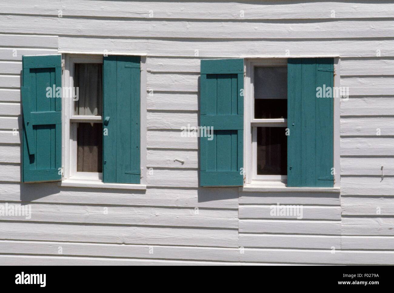 Windows of a home in Spanish Wells, St George's Cay Island, Bahamas ...