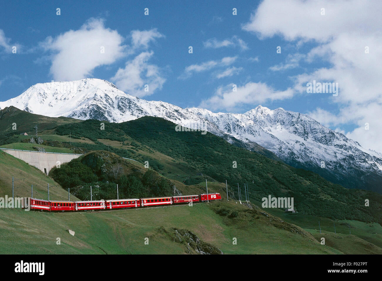 The Glacier Express train of the Rhaetian Railway (UNESCO World ...