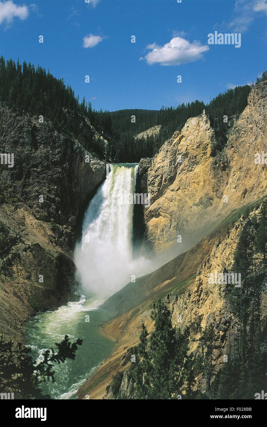 USA, Wyoming, Yellowstone National Park (UNESCO World Heritage List, 1976). Waterfall Stock ...