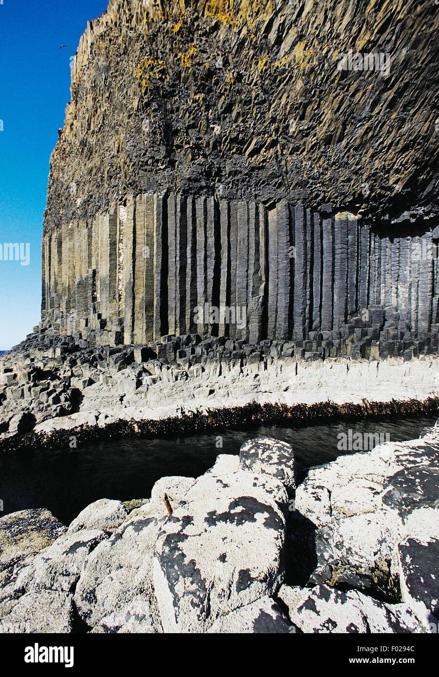 Columnar basalt formations along the Cliffs of Staffa, Inner Hebrides ...