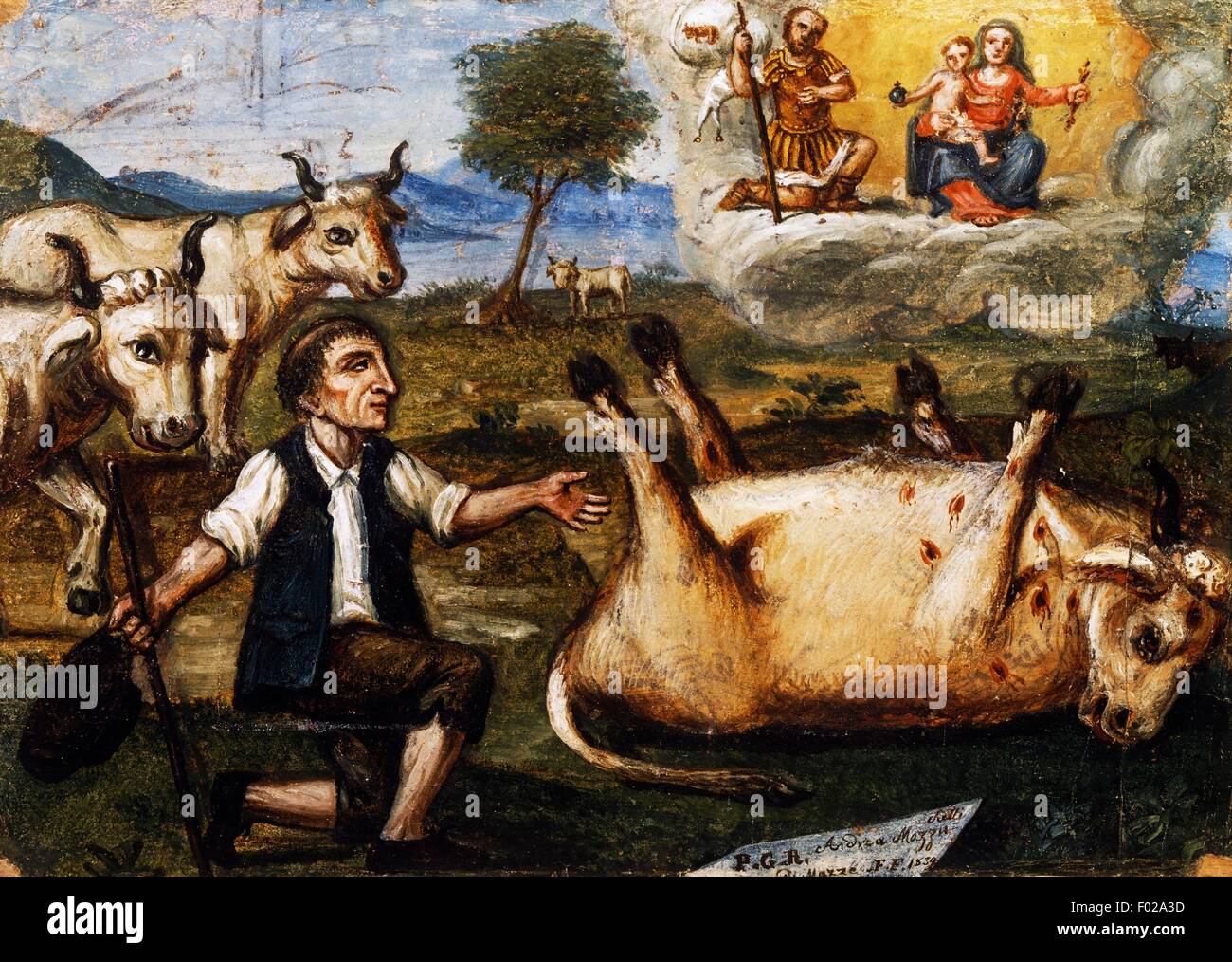 Sick cattle, ex voto, Italy, 1830 Stock Photo - Alamy