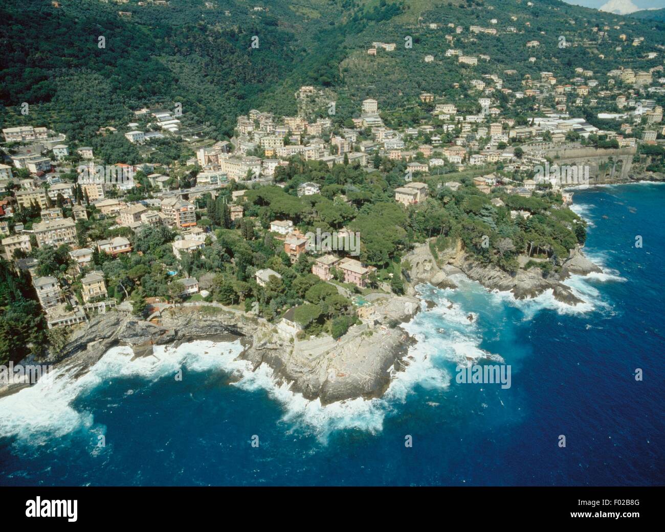 Aerial view of Pieve Ligure, Camogli, Liguria, Italy Stock Photo - Alamy