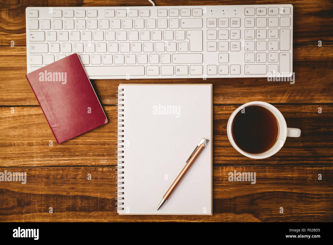 Cup coffee notepad keyboard hi-res stock photography and images - Alamy