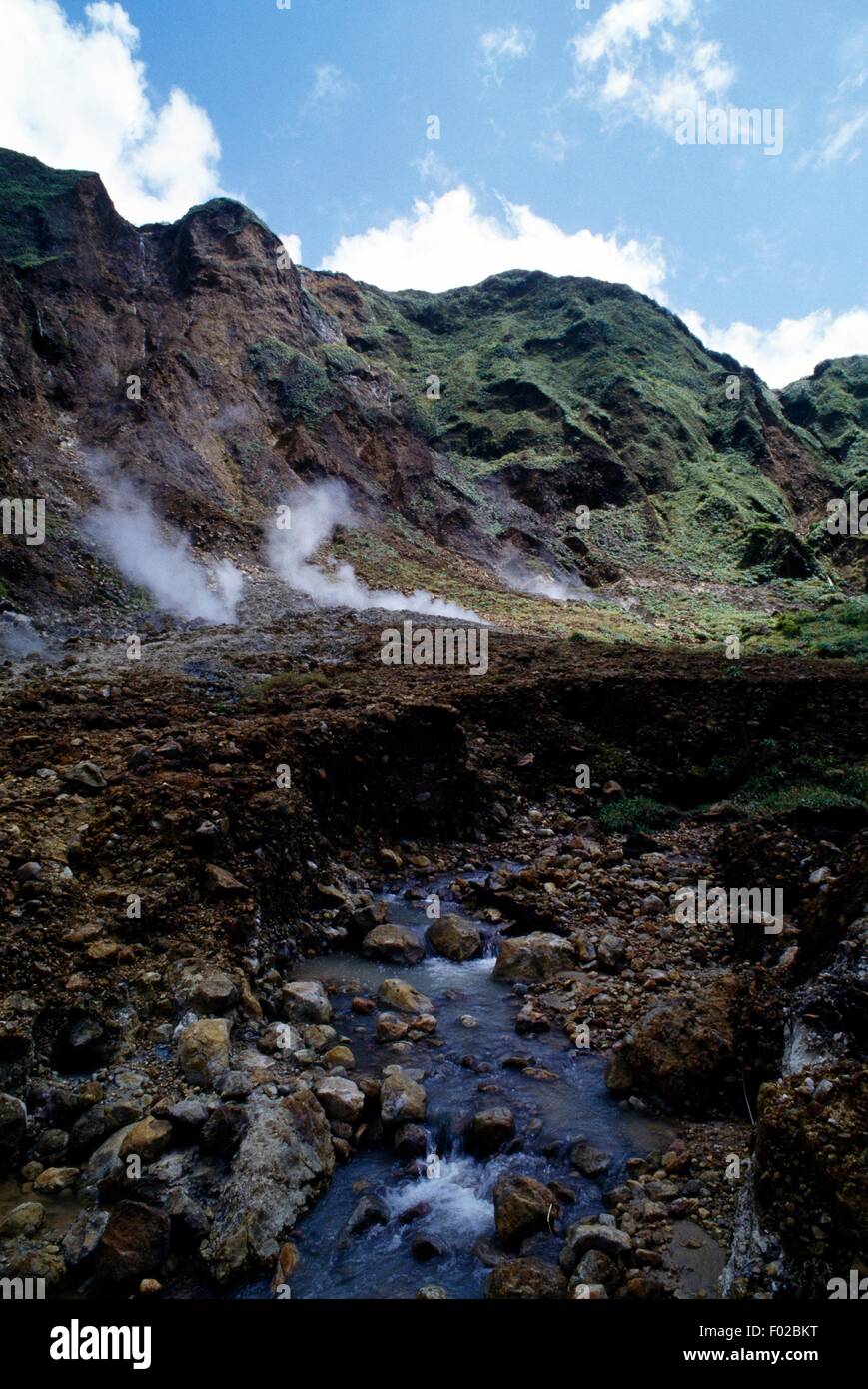 Fumaroles in the Valley Of Desolation volcanic area, Dominica Stock ...