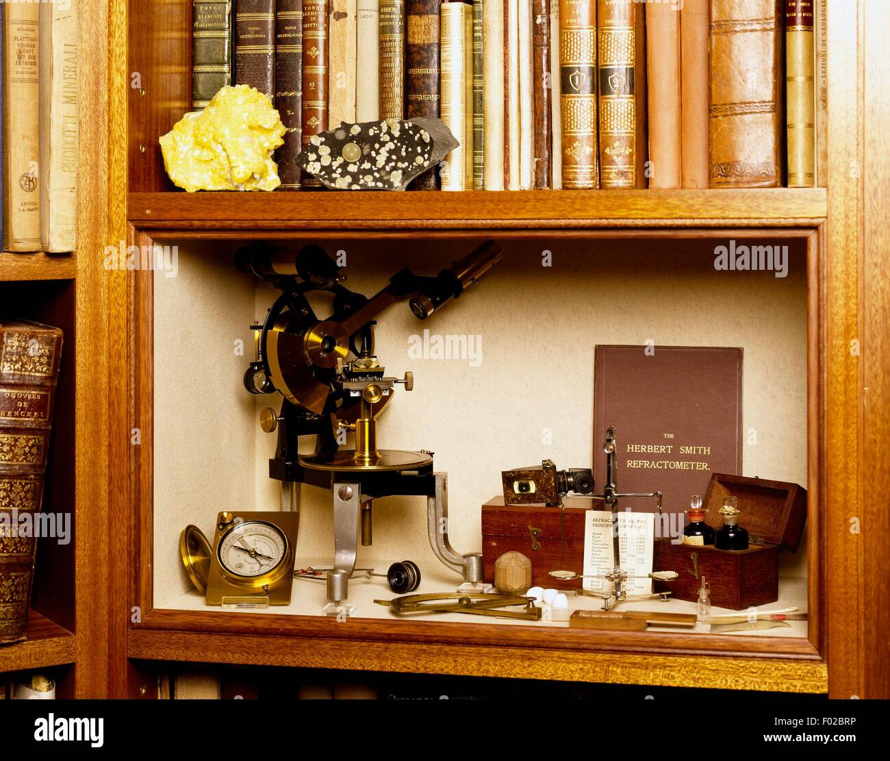 Tools and books for mineral collecting Stock Photo - Alamy