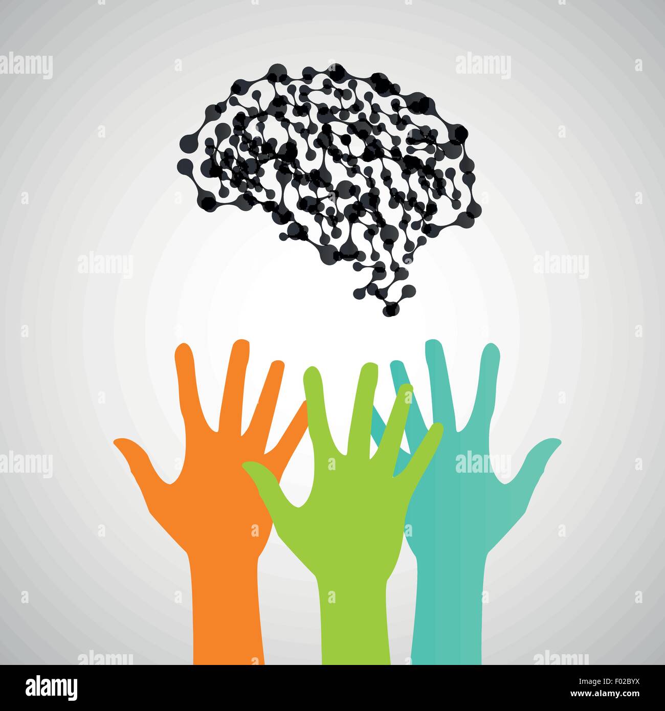 Hands reaching for the brain. Vector design Stock Vector Image & Art ...