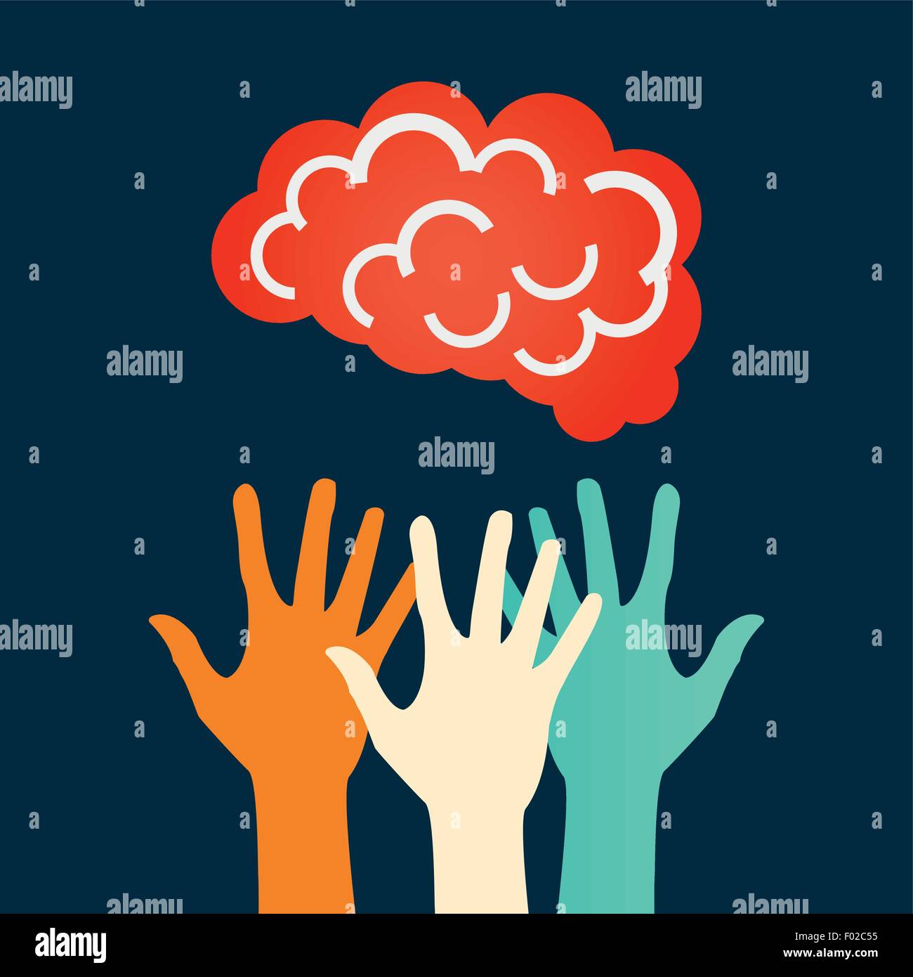 Hands reaching for the brain. Vector design Stock Vector Image & Art ...