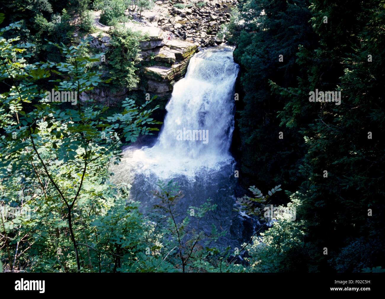 Doubs waterfall (Saut du Doubs), River Doubs Valley, Jura Mountains ...